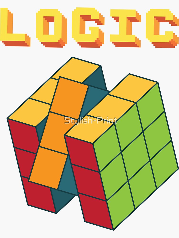 "Logic and a cube" Sticker for Sale by Stylish-Print | Redbubble