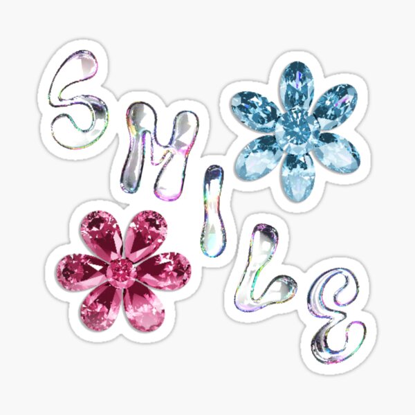 "Jelly Smile... A simple design using colored crystal flowers" Sticker ...