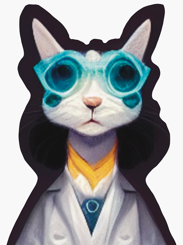Pegatina «Science kitty cat experimentando con el espacio, la física ...