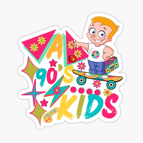 "A 90's Kids Funny Toys Graphics 90's Vintage 90's Retro" Sticker for ...