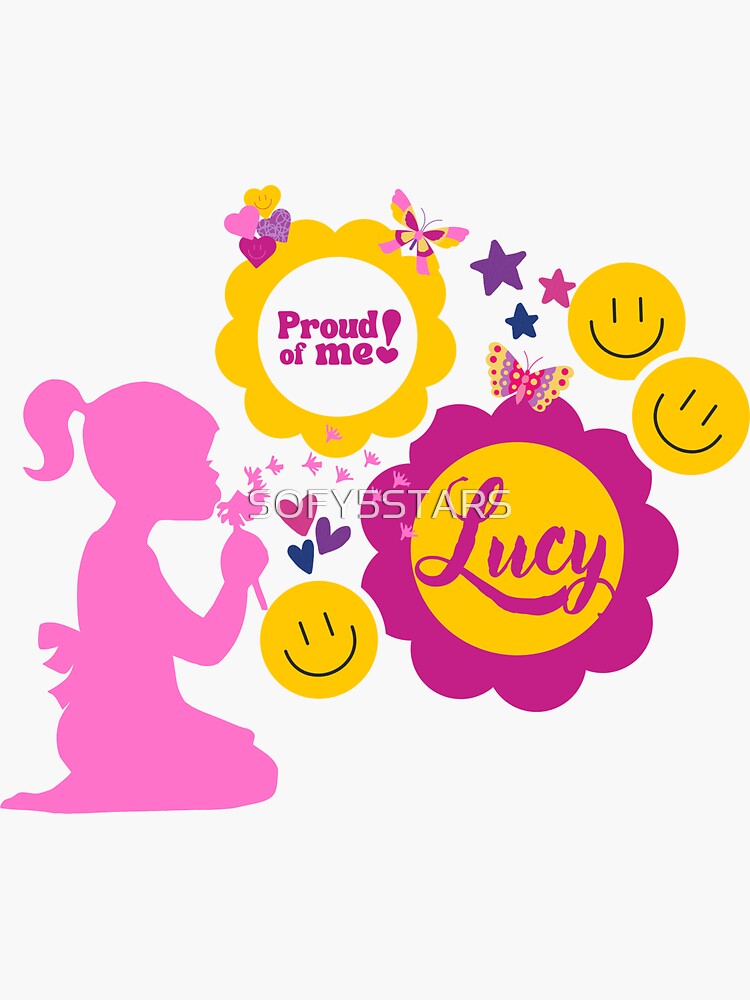 " smile sticker , happy , day , lucy name " Sticker for Sale by ...