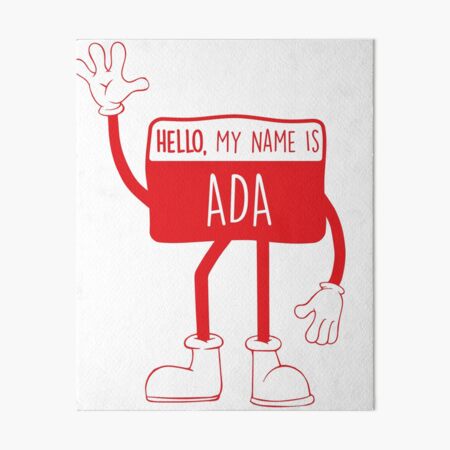 "Ada Name - Hello My Name Is Ada - Red" Art Board Print for Sale by ...