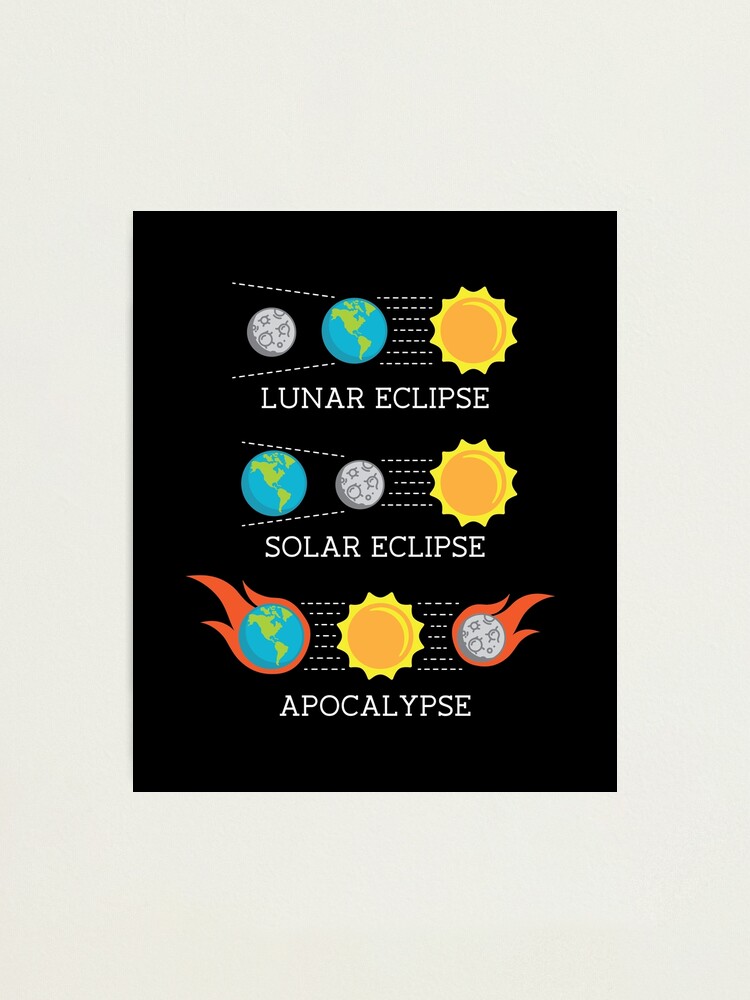 "Solar Eclipse Lunar Eclipse Apocalypse Funny Joke" Photographic Print ...
