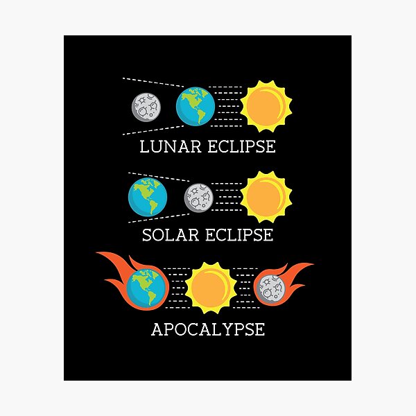 "Solar Eclipse Lunar Eclipse Apocalypse Funny Joke" Photographic Print ...