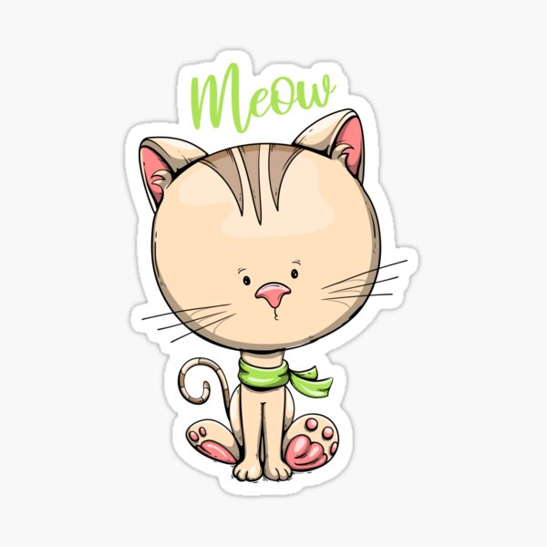 "Meow" Sticker for Sale by appliedarts | Redbubble