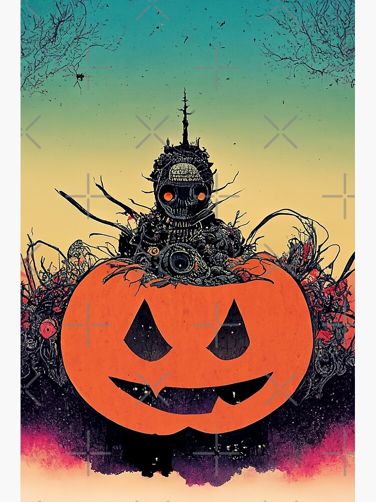 "Robot riding a Jack o Lantern" Poster for Sale by JinxedMonster ...