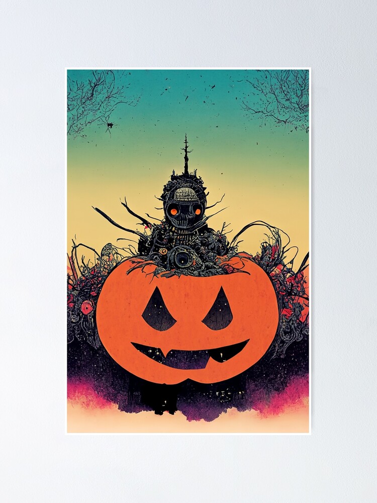 "Robot riding a Jack o Lantern" Poster for Sale by JinxedMonster ...