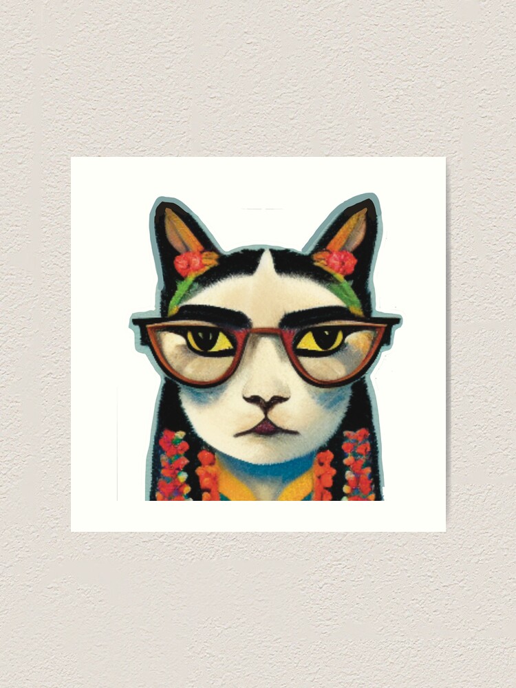 "Frida Kahlo Kato Kitty Cat - if Frida did cats with flower crowns" Art ...