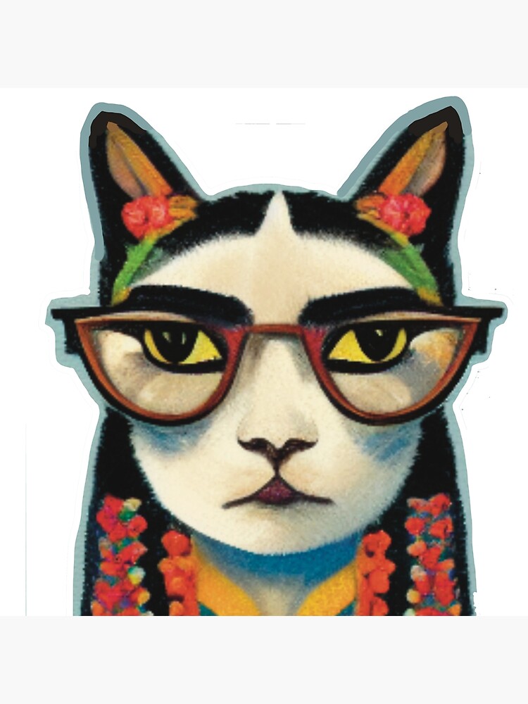 "Frida Kahlo Kato Kitty Cat - if Frida did cats with flower crowns" Art ...
