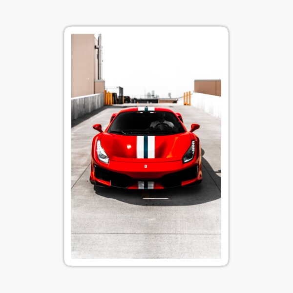 "Red, White, Blue Ferrari 488 Pista " Sticker for Sale by Type35Photo ...