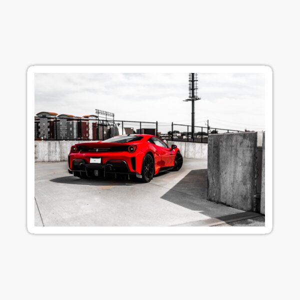 "Red, White, Blue Ferrari 488 Pista" Sticker for Sale by Type35Photo ...