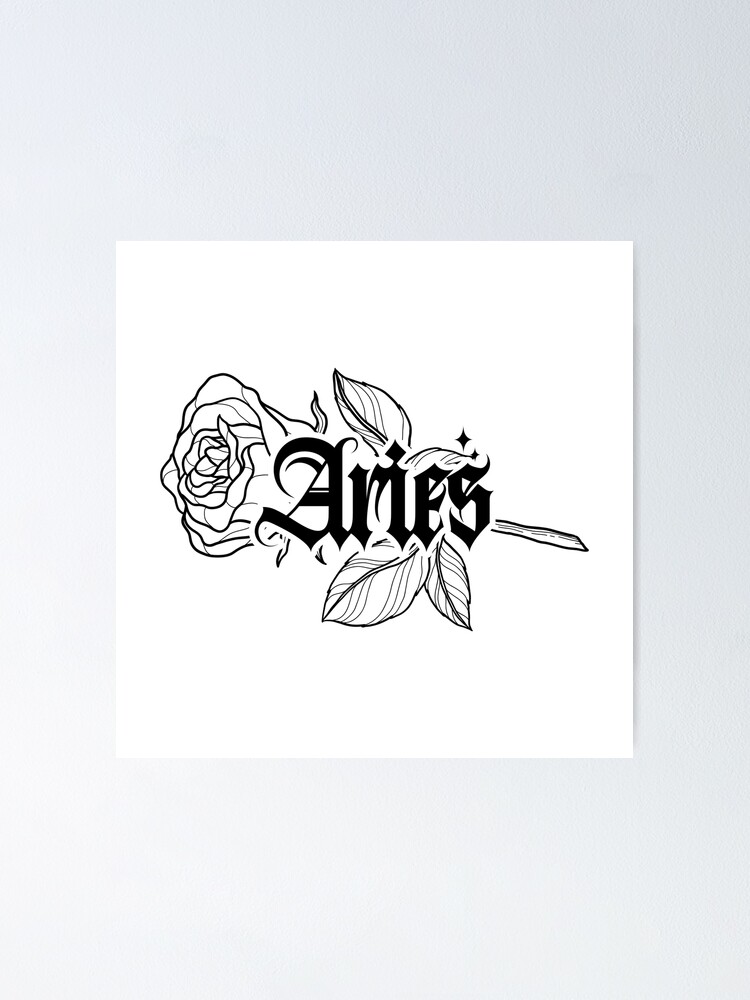 "Aries Rose Tattoo" Poster for Sale by castl3t0ndesign | Redbubble