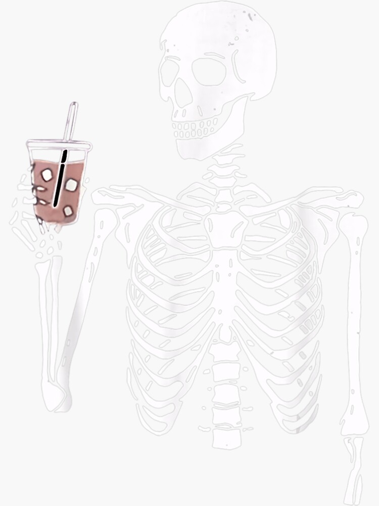 "Iced Coffee Skeleton Drinking Fun Halloween Skull " Sticker for Sale ...
