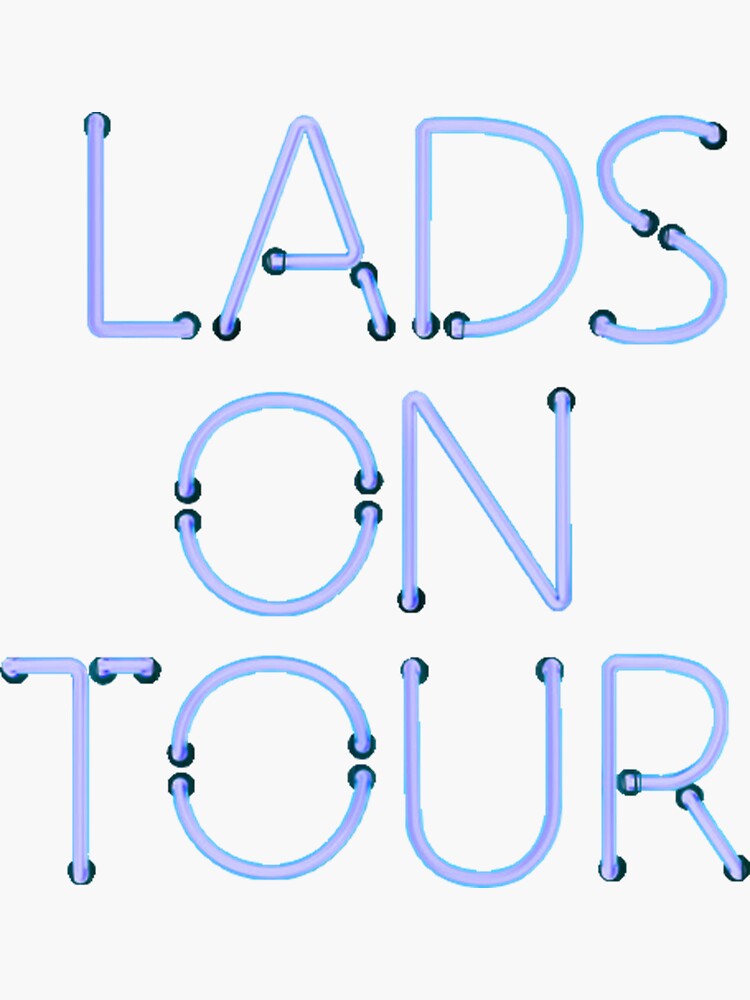 "lads on tour glowing blue neon sign" Sticker for Sale by TaraJustina ...