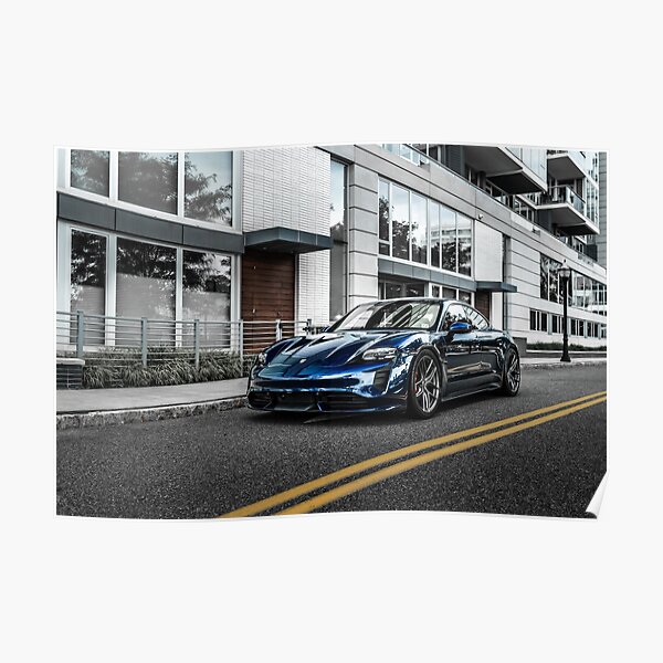 "Gentian Blue Porsche Taycan 4S" Poster for Sale by Type35Photo | Redbubble