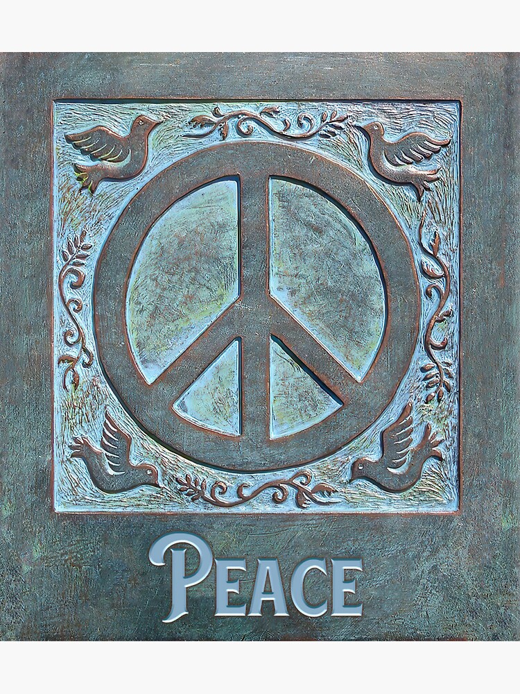 "Peace Sign And Dove Stone Carving Style" Sticker for Sale by ...