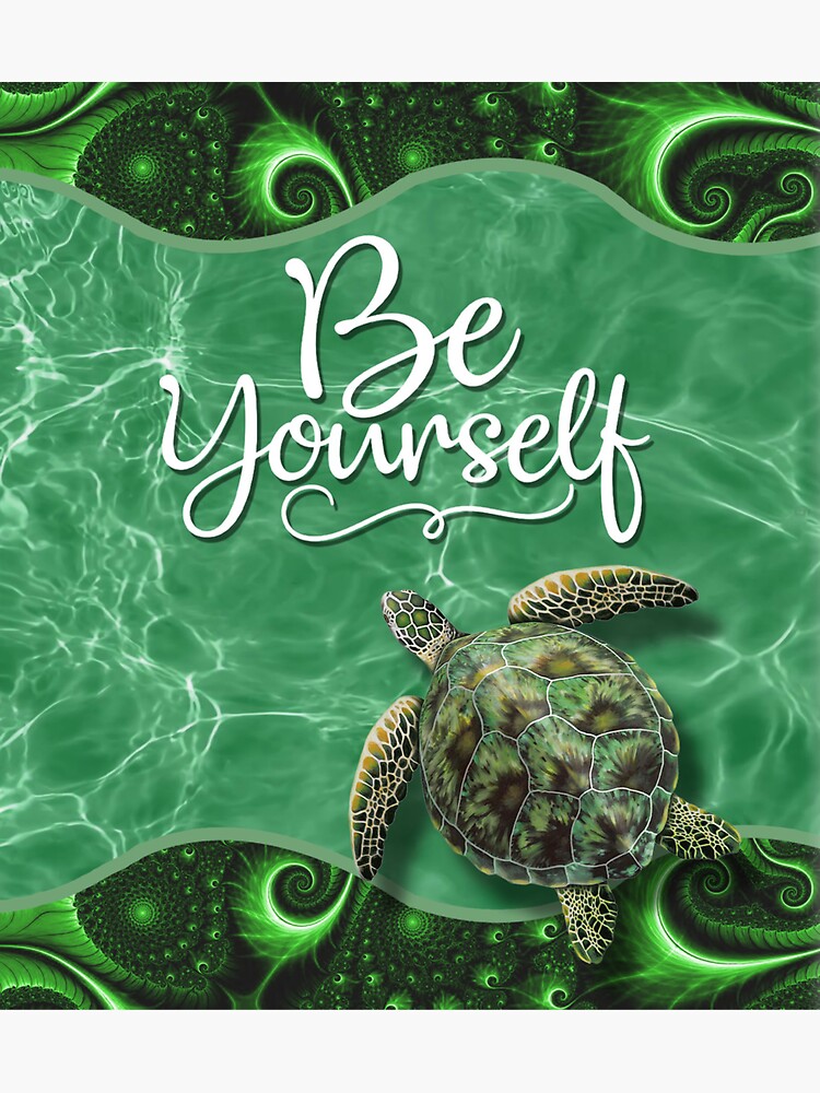 "Turtle Be Yourself Green Water Texture Freshness Ocean Surface Waves ...