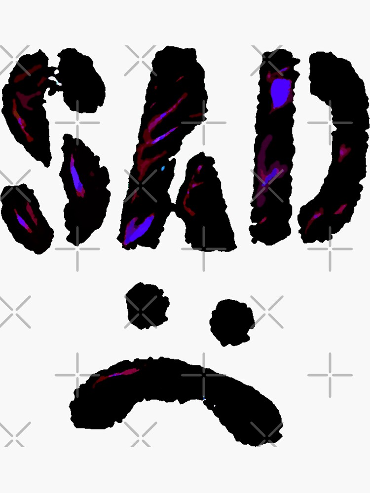 "Black and Blue Sad Face Graffiti" Sticker for Sale by FallbackRaccoon ...