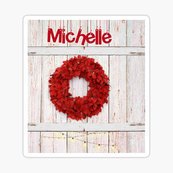 "Red Truck Christmas And Red Laurel Wreath Style Wooden" Sticker for ...