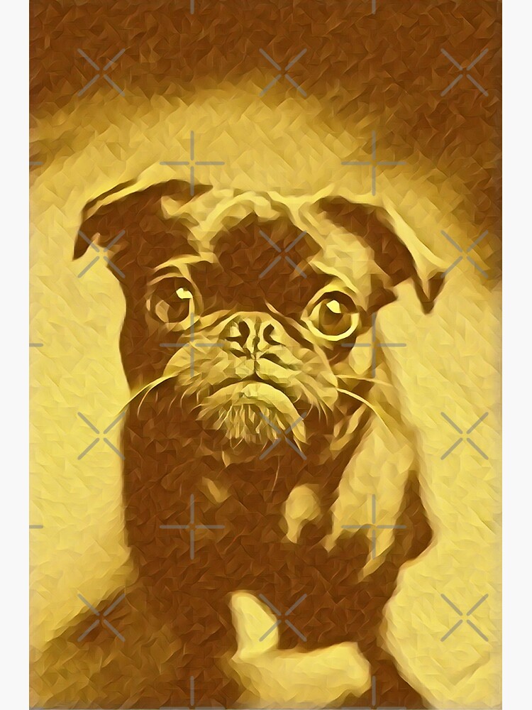 "Gold Portrait Puppy Pug Life Art" Poster for Sale by TheWildFlix ...