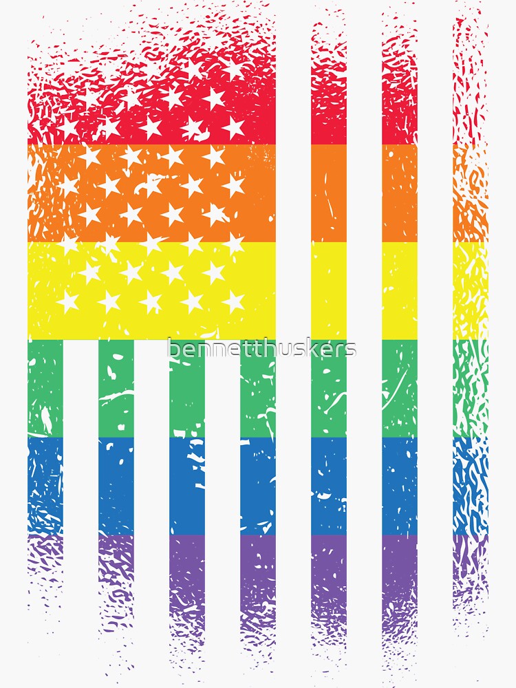 "LGBTQ American Pride Flag" Sticker for Sale by bennetthuskers | Redbubble