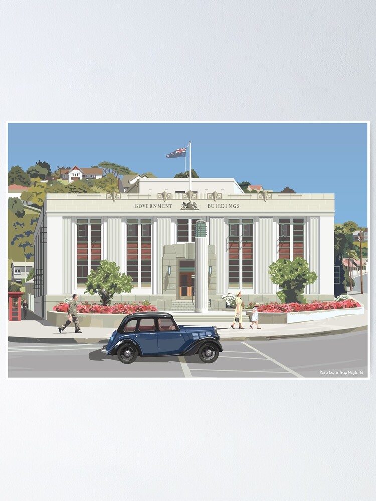 "Napier Government Buildings, Napier, New Zealand 1938" Poster for Sale ...