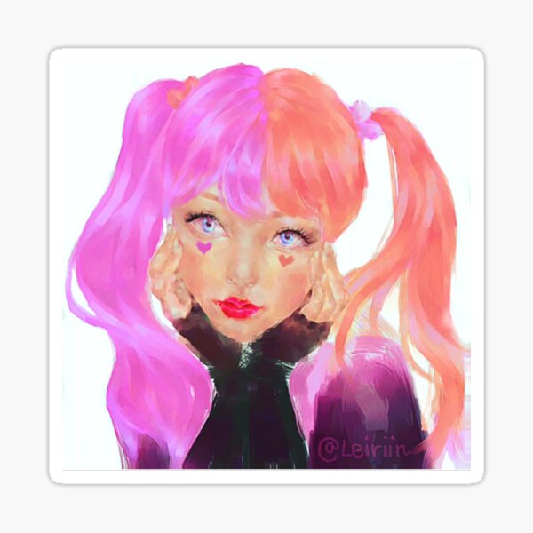 "Pink Split Hair Pigtail Girl Heart Cheeks" Sticker for Sale by leiriin ...
