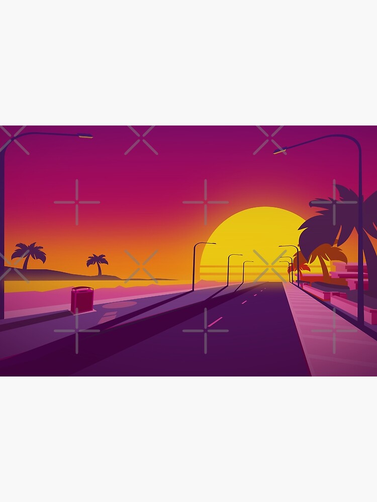 "Retrowave Sunset Beach Street" Poster for Sale by MOULEOFFICIAL ...
