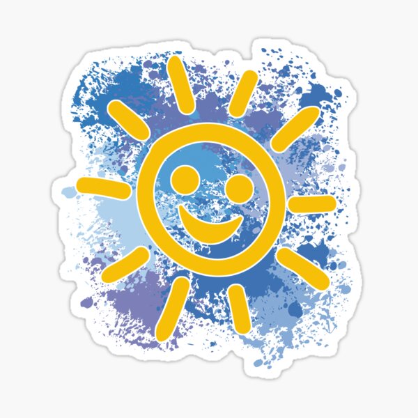 Smiling Sun On Blobs Of Colour Sticker For Sale By Vectorbrusher