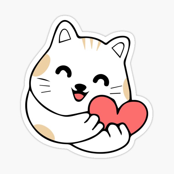Pegatina «lindo gatito amor- kitty ilustración de dibujos animados» de ...