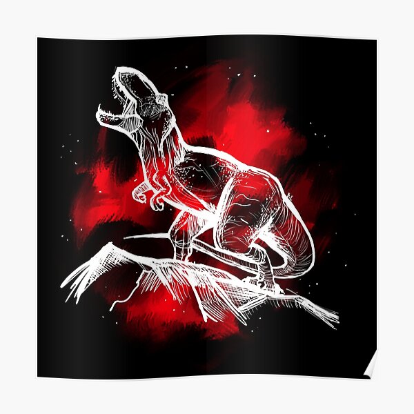"Red Galaxy T-Rex" Poster for Sale by KingBillyArts | Redbubble