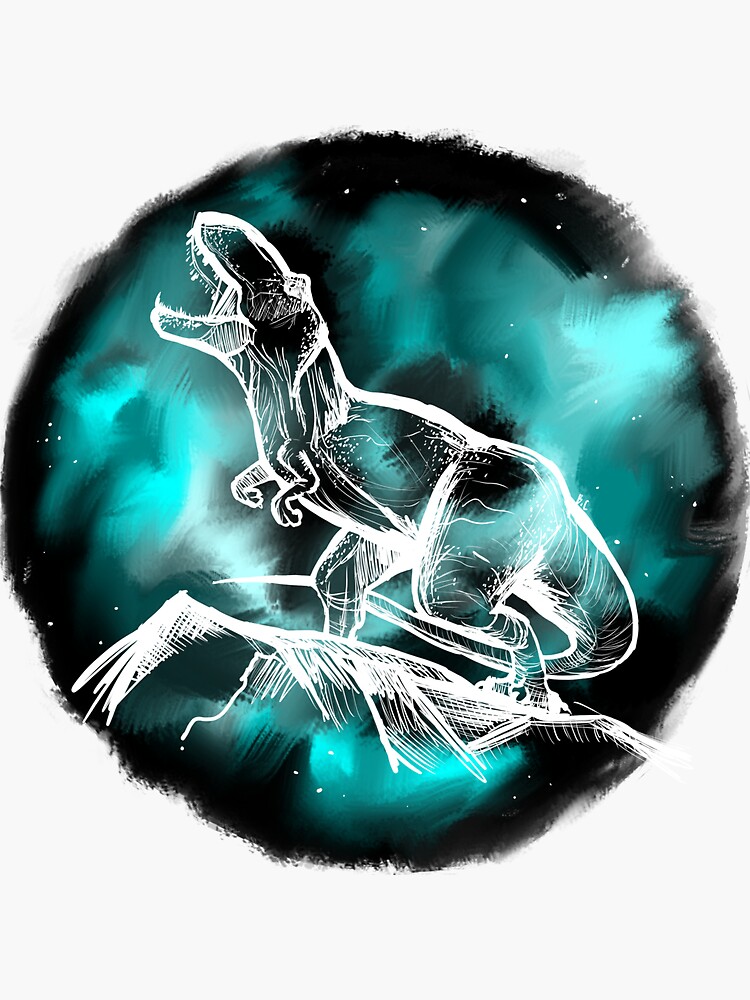 "Teal Galaxy T-Rex" Sticker for Sale by KingBillyArts | Redbubble