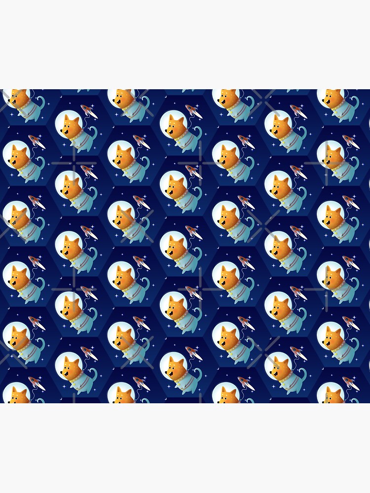 "Space dog in a hexagon vortex" Sticker for Sale by MayanWave | Redbubble