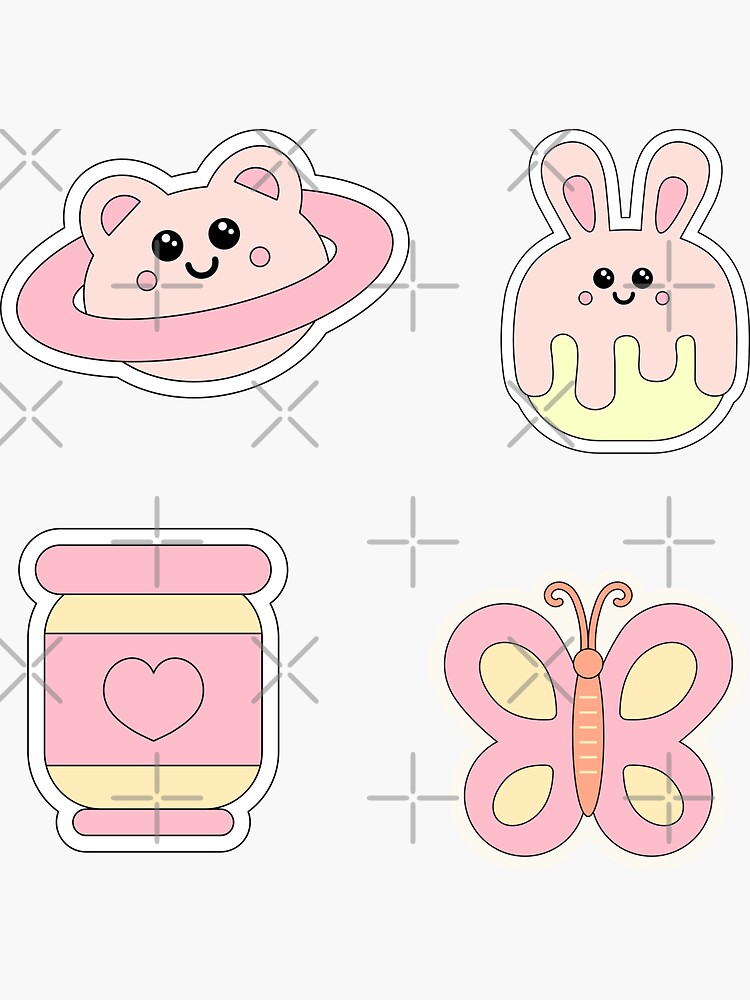 "Cute Kawaii Stickers Pack Pink Pastel Aesthetic" Sticker for Sale by ...
