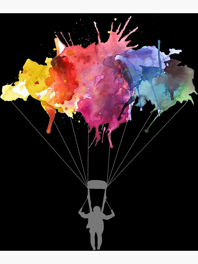 Skydiving, Skydiver Parachute, Parachuting. Watercolor Illustration ...