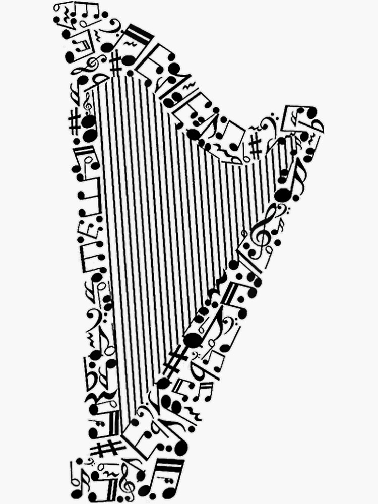 "Instrumental Notes Harp Music Notes Musical Harp Notes" Sticker for ...