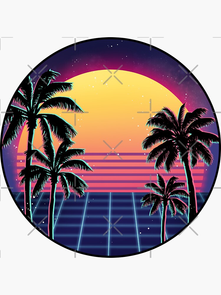 "80's Style Sunset" Sticker for Sale by ArtsieAxxie | Redbubble