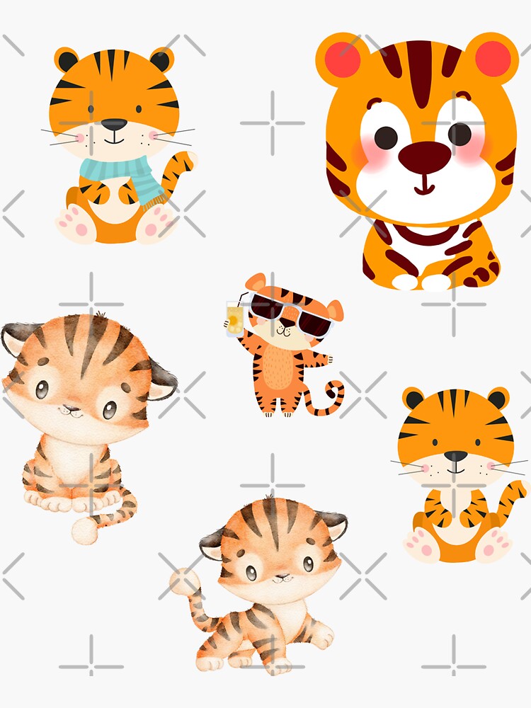 "Kawali cute tiger cartoon" Sticker for Sale by PerfectBlend | Redbubble