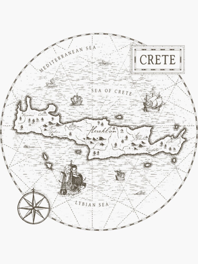 "Vintage Map Crete" Sticker for Sale by MeiChane | Redbubble