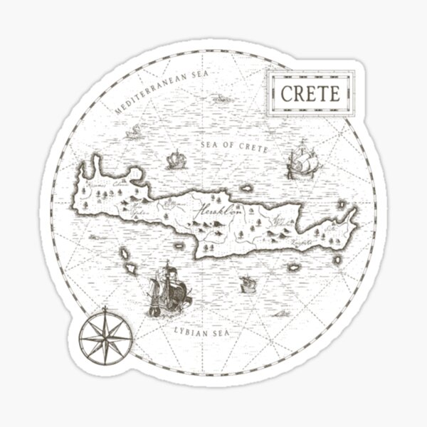 "Vintage Map Crete" Sticker for Sale by MeiChane | Redbubble