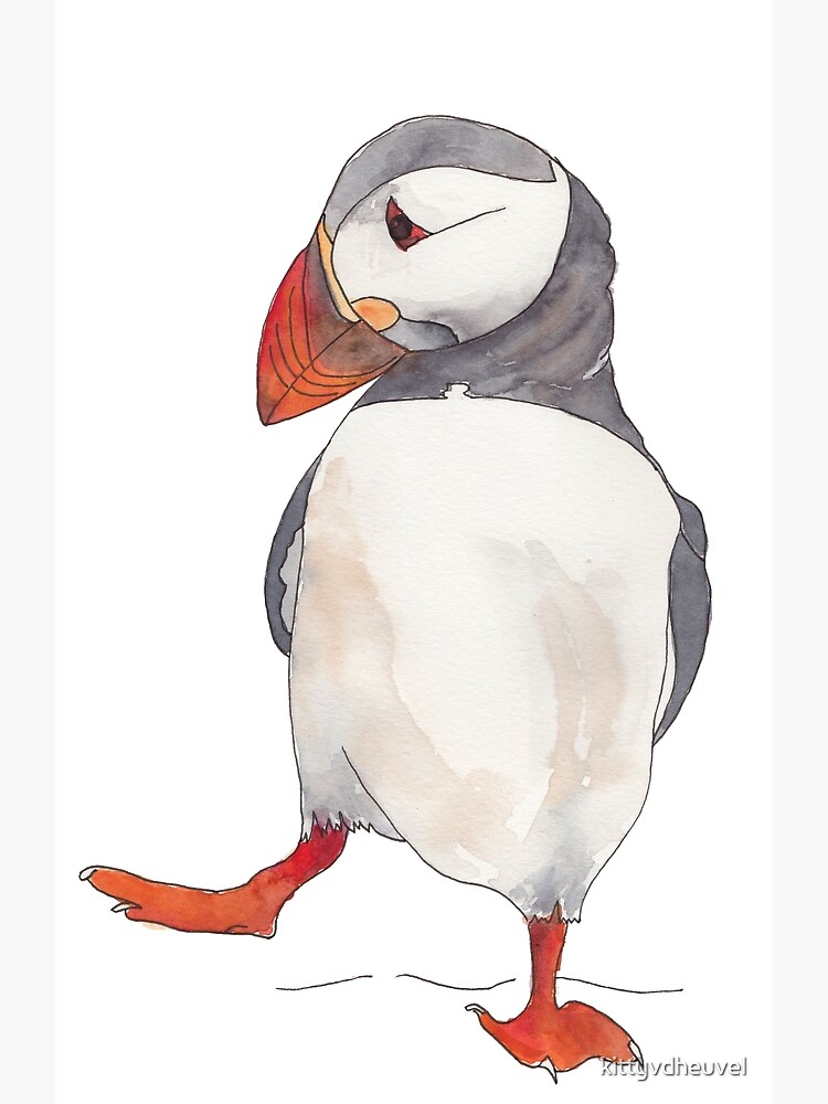 "Dancing puffin watercolor illustration" Poster for Sale by ...