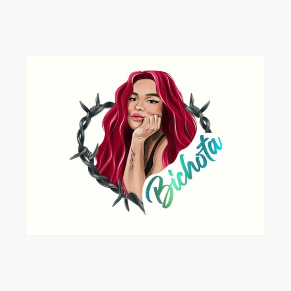 "New look Karol G with Red Hair in the Wire Heart with Bichota Word ...