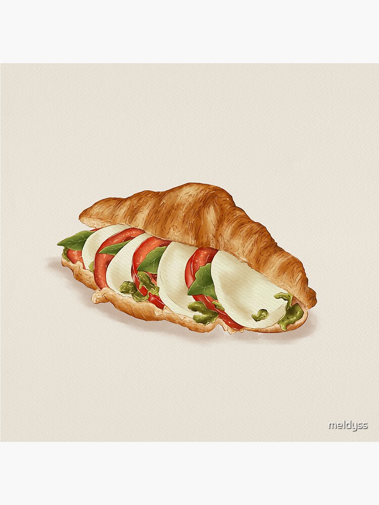 "Tomato and Mozzarella Cheese Croissant Illustration " Sticker for Sale ...