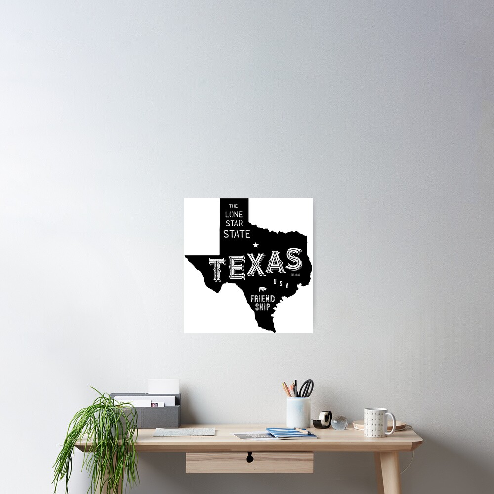 "Texas State Shape & Motto & Nickname" Poster for Sale by Chocodole ...