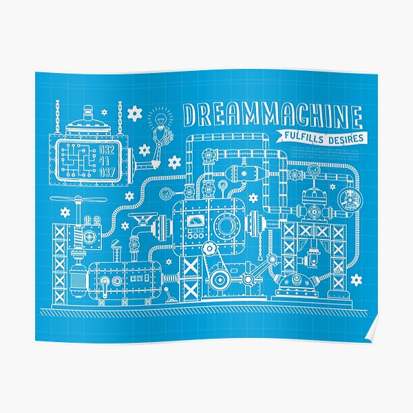 "Abstract Dream Machine - Blueprint Design" Poster for Sale by ...