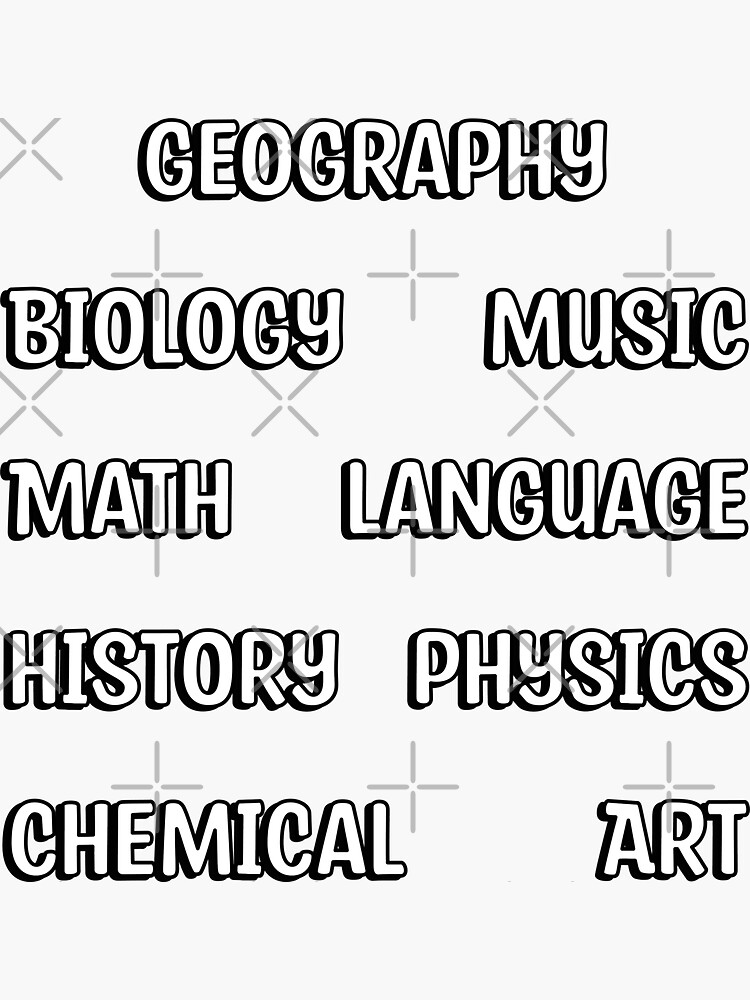 "Subject labels funcy white letters" Sticker for Sale by bolkibox ...