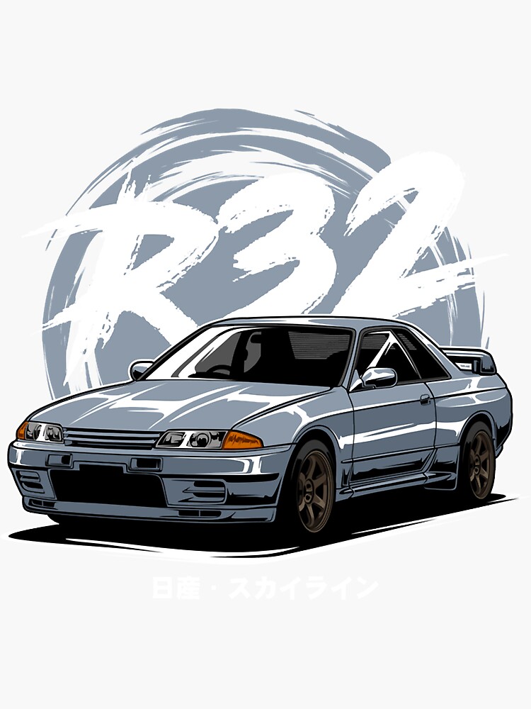 "Skyline GTR R32 " Sticker for Sale by Sandraaught | Redbubble
