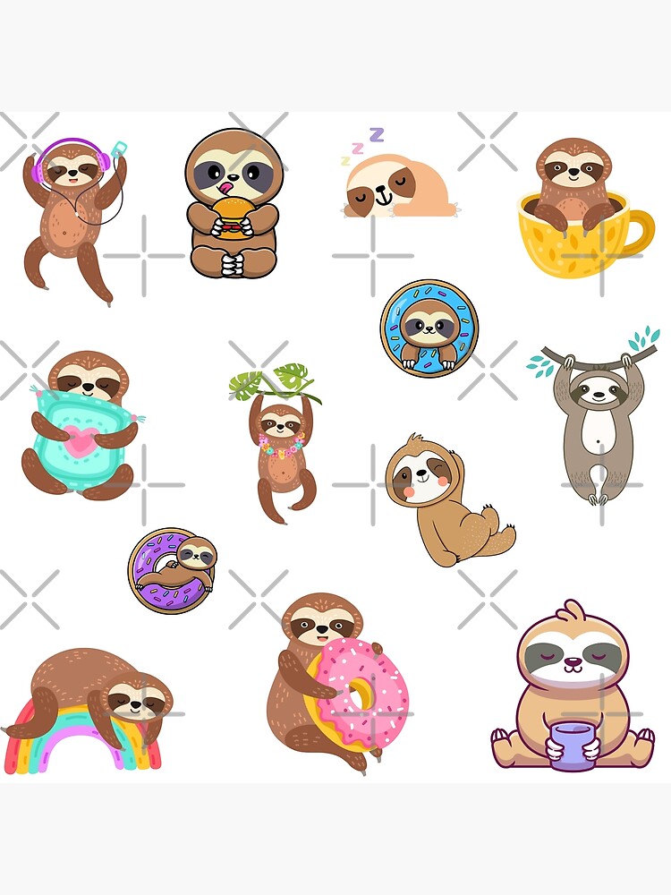 "Cute and colourful sloth pack for sloth lovers, adults, for teenager ...