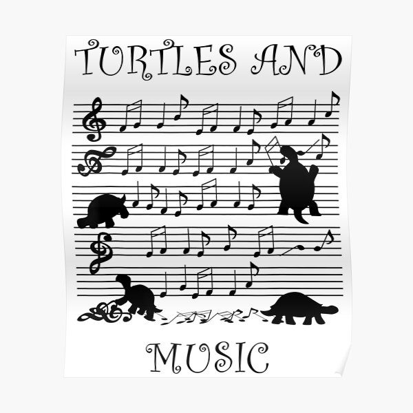 "Music Notes And Turtles Musician Musical" Poster for Sale by JunKan ...