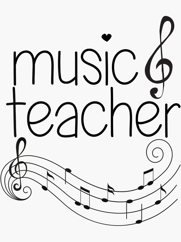 "Music Teacher Tee, Treble Clef, Bass Clef, Musical Staff" Sticker for ...